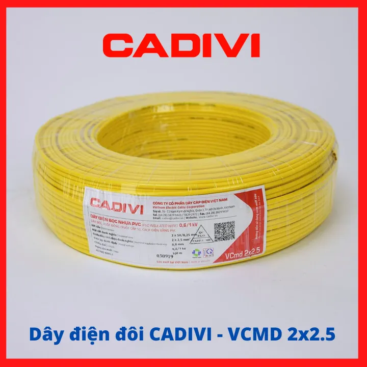 Dây điện đôi mềm CADIVI - VCMD 2x2.5 (2x50/0.25) ruột đồng, bọc nhựa ...