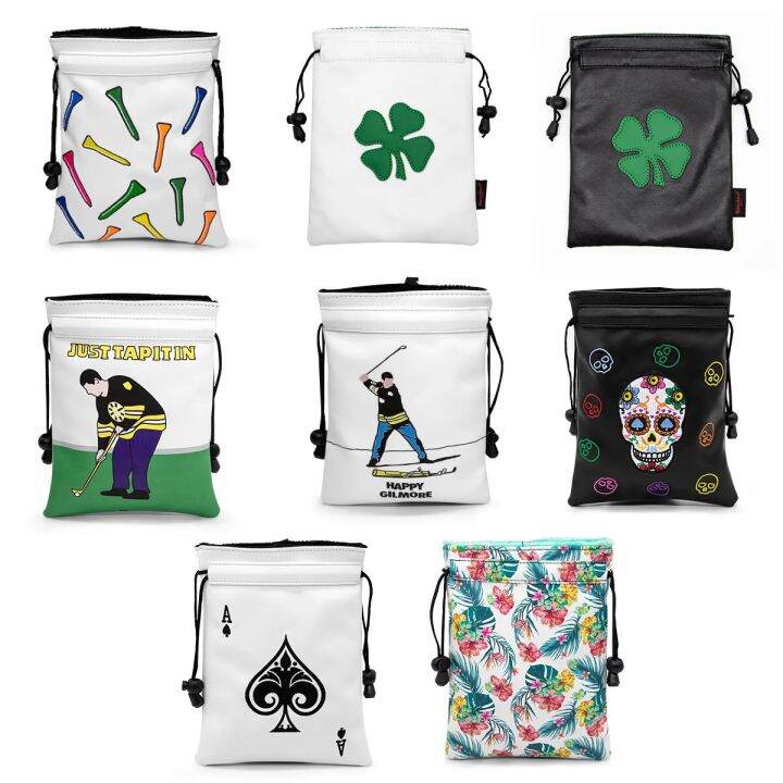 Golf Valuables Pouch Bag with Drawstrings Golf Tee Bag Pouch Leather ...