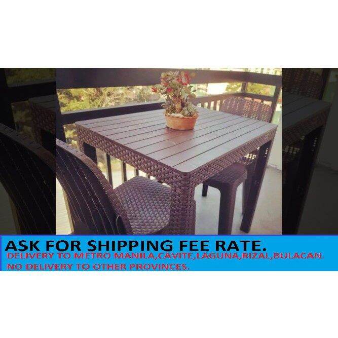 JOLLY Set of Plastic Rattan Chair and Plastic Rattan Coffee Table ...