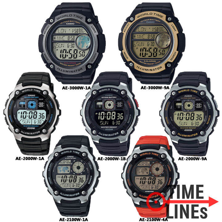 CASIO รุ่น AE-2000W AE-2100W AE-3000W นาฬิกาผู้ชาย DIGITAL กล่องและ ...