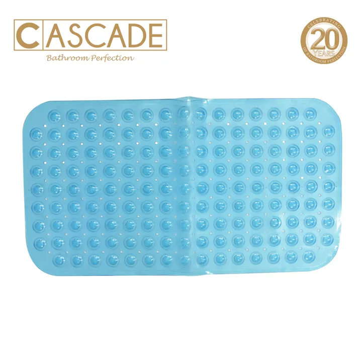 Cascade Rectangular Bath Mat in Blue L 70 cm x W 39 cm with Sure-Grip Safety Cups | Lazada PH