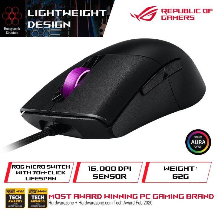 ASUS ROG Keris (P509) lightweight FPS gaming mouse (ROG 16,000 dpi sensor, Aura Sync RGB ...
