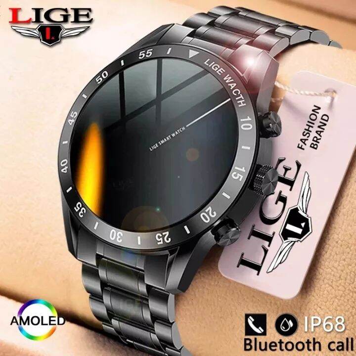 LIGE 2022 watch for men Bluetooth Call Steel Band Watches IP67 Waterproof Full Touch Sports ...