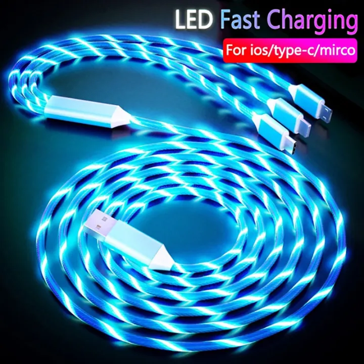 1.2M 3.5A Led Light USB Charger Cable 3in1 Fast Charing for Lighting ...