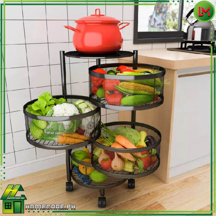 HOMECARE PH.Circular Rotating Rack Kitchen Vegetable Rack Floor Multi ...