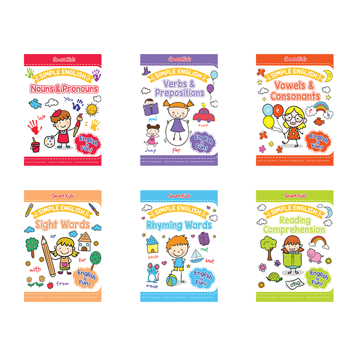 SMART KIDS SIMPLE ENGLISH SET OF 6 (NOUNS, VOWELS, VERBS, READING ...