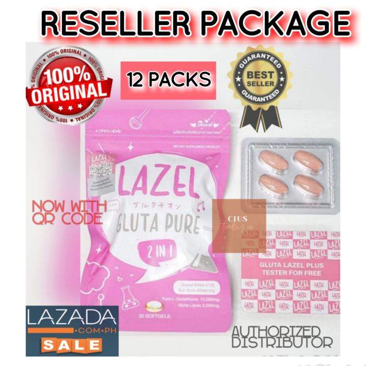 LAZEL GLUTA PURE with QR CODE [RESELLER PACKAGE 12 pcs] ORIGINAL OR ...