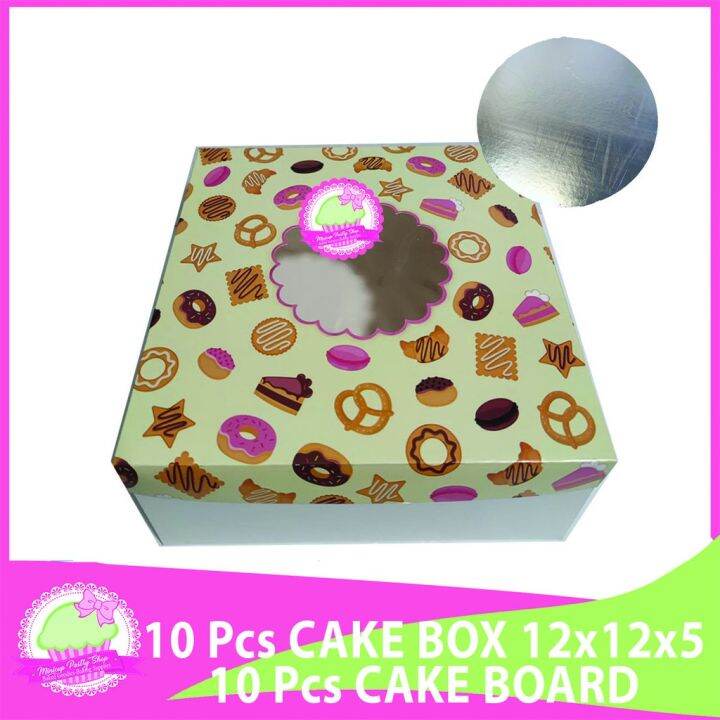 MPS - 10 Sets Cake Box 12x12x4 | 12x12x5 with Cake Board 12" - Pastry ...