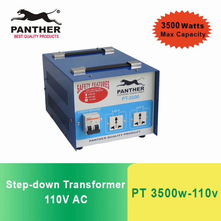 Panther PT 3500w-110v Step-down Transformer 3500 Watts, Input 220VAC, Output 110VAC Single Phase ...