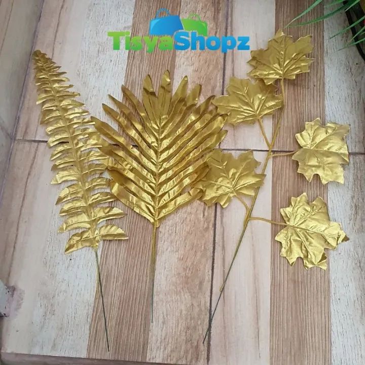 Daun Anggur Gold / Daun Cemara Pakis Gold / Daun Anggur Plastik ...