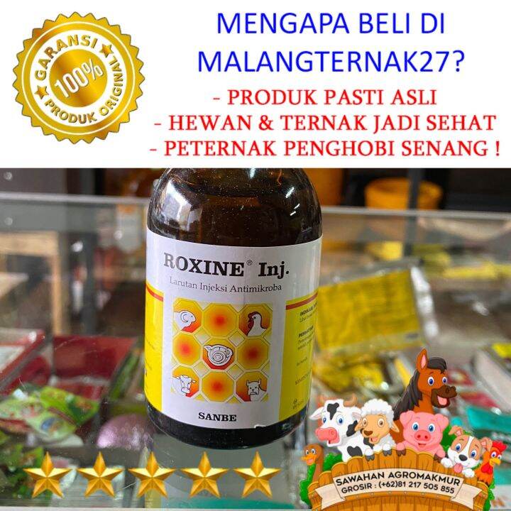roxine 100ml obat anti mikroba untuk hewan sapi kambing kuda babi pedet ...