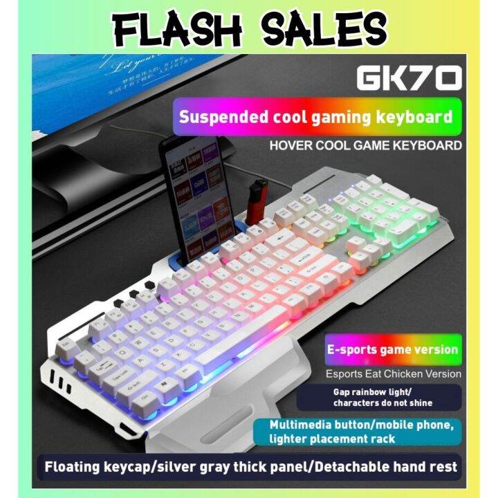 **READY STOCK**GK70 Mechanical GAMING KEYBOARD 104keys Colorful LED ...