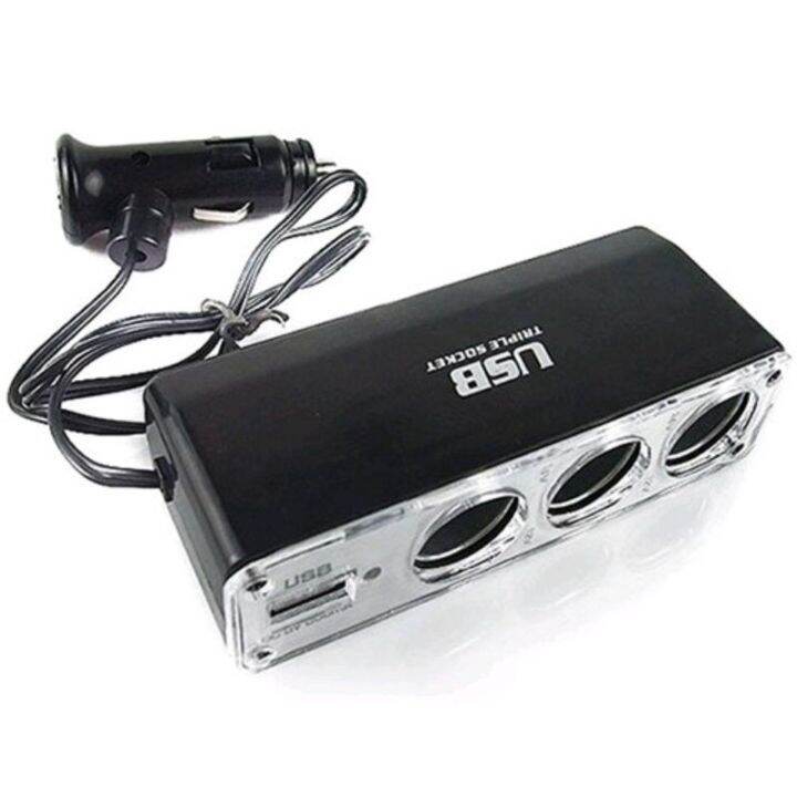 Car Power Adapter USB Charger 3-Socket Lighter Plug 5v 3 Port Tiga ...