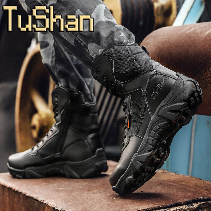 TuShan Men Original SWAT Classic 9 Tactical Military Boots Side Zip ...