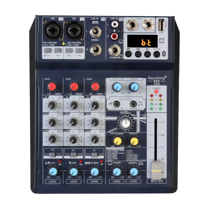 Portable Audio Mixer Depusheng DE8 8 Channel Sound Mixing Console Mini Bluetooth USB Computer ...
