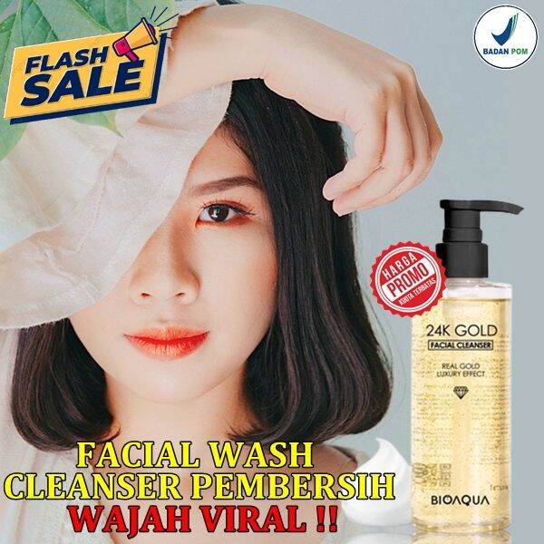PROMO bioaqua 24k gold facial cleanser bpom sabun cuci muka wanita ...