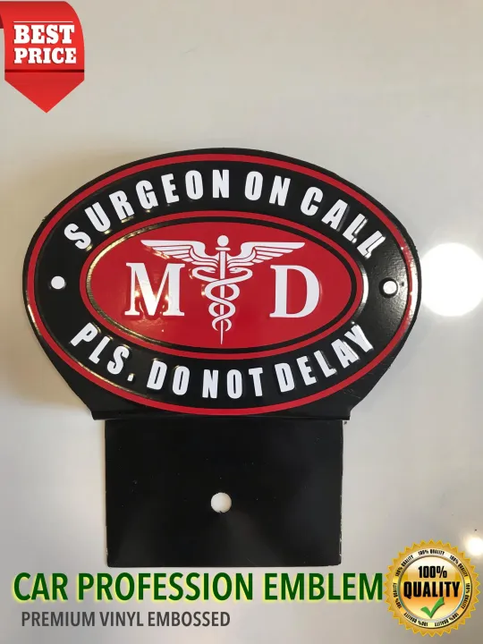 SURGEON ON CALL Black Red Color Car Profession License MD / Doctor ...