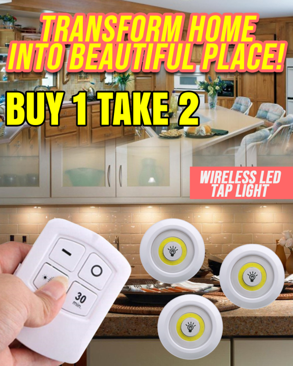 BUY 1 TAKE 2 Wireless LED Tap Light(Remote Control Set of 3 LED Stick ...