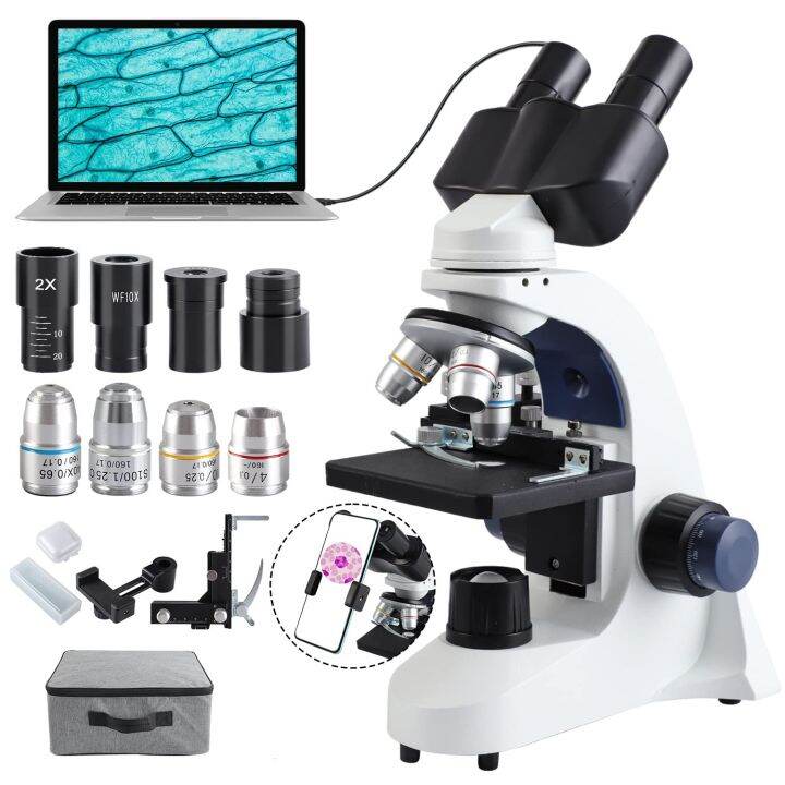 Compound Binocular Microscope for Adults Students, 40X-2500X ...