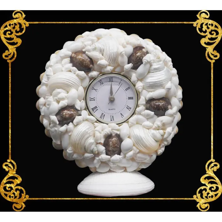 Seashell Table Top Clock | Made of Turbo & Cyprea Shells | Lazada PH