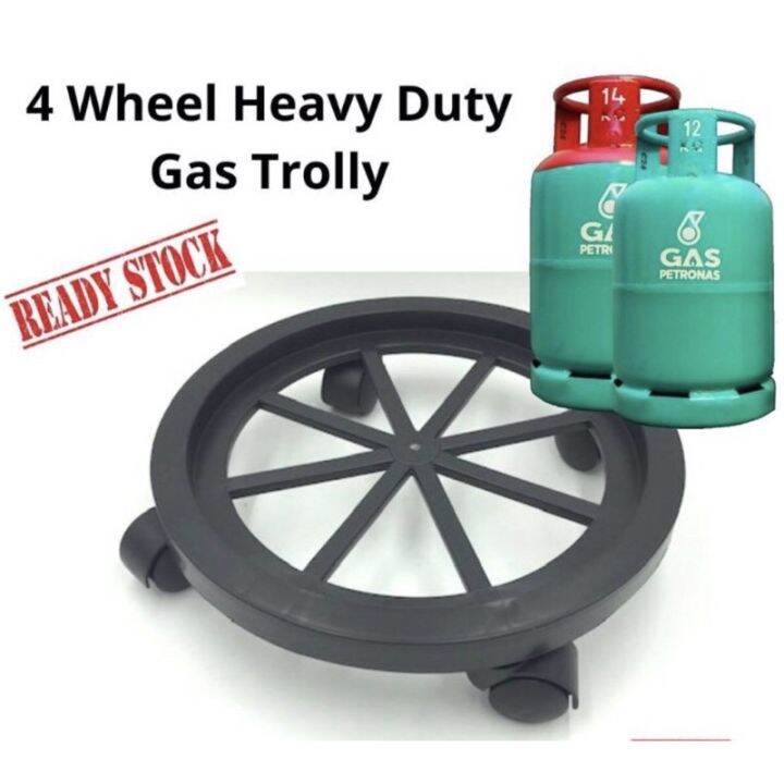 4 Wheel Black colour Gas Stand With Roller Colour / Roller Gas Cylinder ...