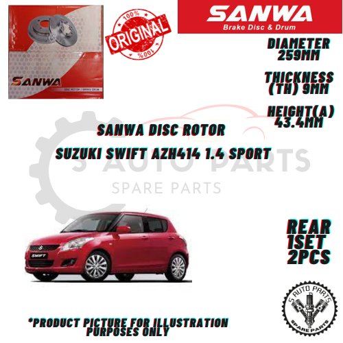 SUZUKI SWIFT AZH414 1.4 SPORT (REAR) DISC ROTO -BRAND 100% ORIGINA ...