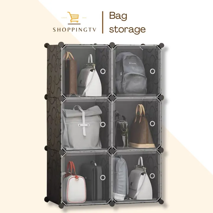 Bag Storage Cabinet DIY 3 Layers Multipurpose Stackable Bag Display ...