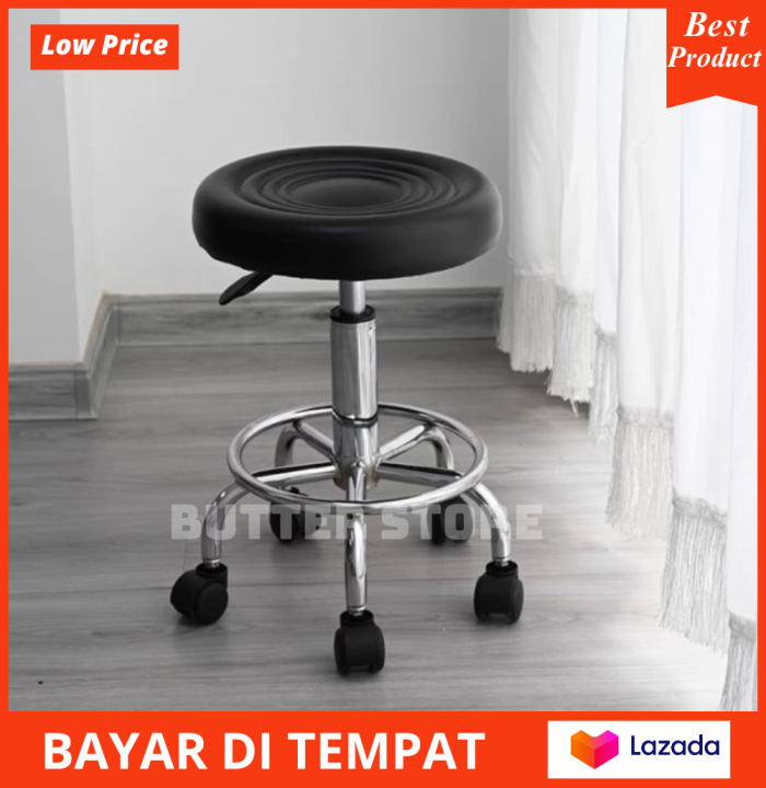 Kursi Salon Hidrolik Bulat Roda Barstool Hydraulic Bangku Kantor Roda ...