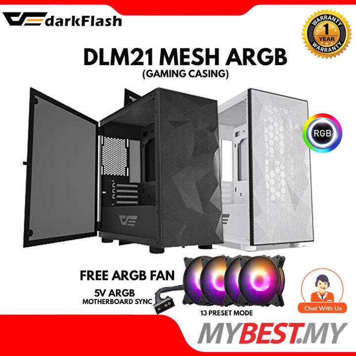 AIGO DARKFLASH DLM21 MESH ARGB (BLACK) MATX CHASSIS | GAMING CASE | Lazada