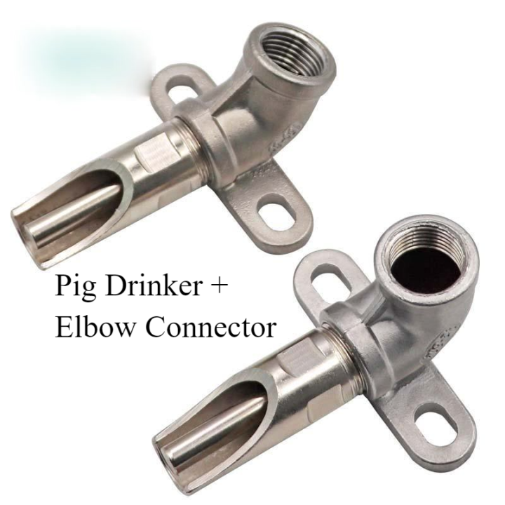 Viddavet 5 pcs Stainless Pig Drinker and elbow connector 1/2 Inch Pig ...