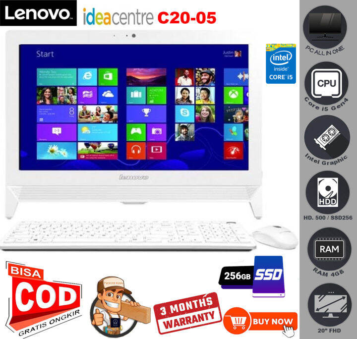 PC All In One Lenovo C20 Core i5-4210 | 4GB/SSD 256GB | 20" FHD | Lazada Indonesia