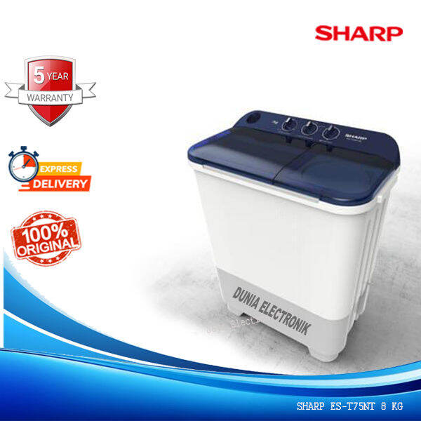 SHARP Mesin Cuci 2 Tabung 8 KG ESF T75NT Low Watt Cuci dan Kering ...