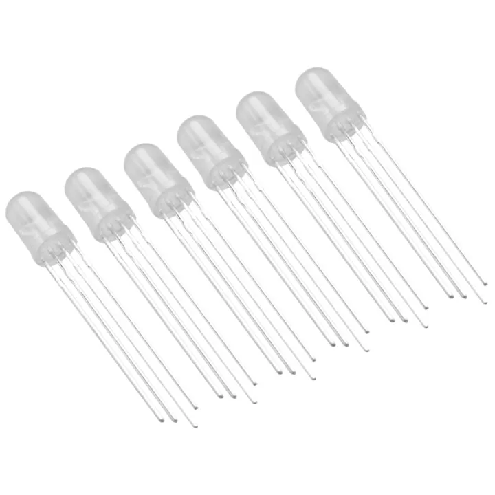 50 Pcs 5mm Round Head Common Cathode RGB Light LED Emitting Diodes ...