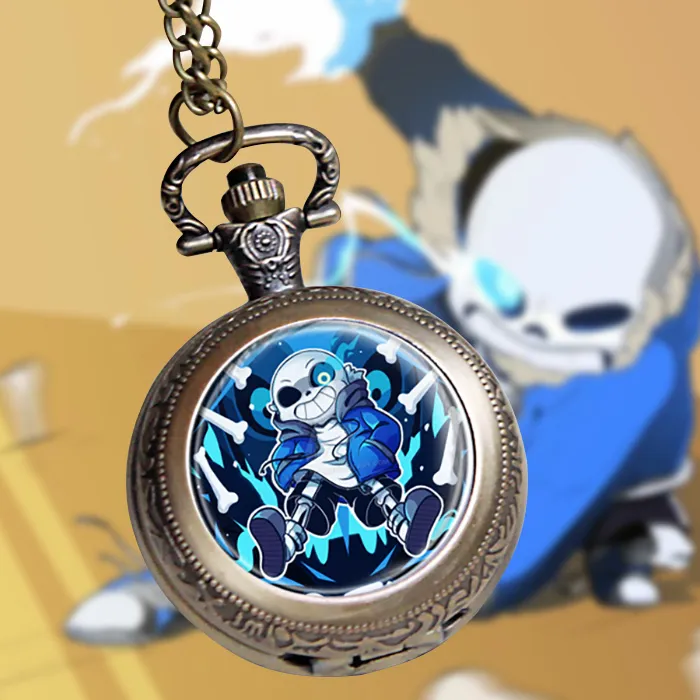 Undertale Pocket Watch Anime Game Derivative Boy Necklace Watch Flip ...