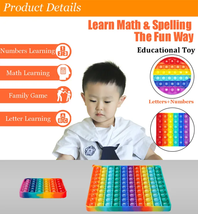 Kids Educational Math and Alphabet Learning Prop Push Pop Bubble ...
