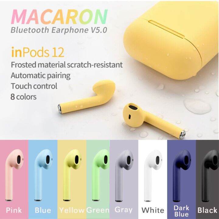 Inpods 12 Bluetooth Earphone 5.0 Macaron Wireless Headphones Sport ...