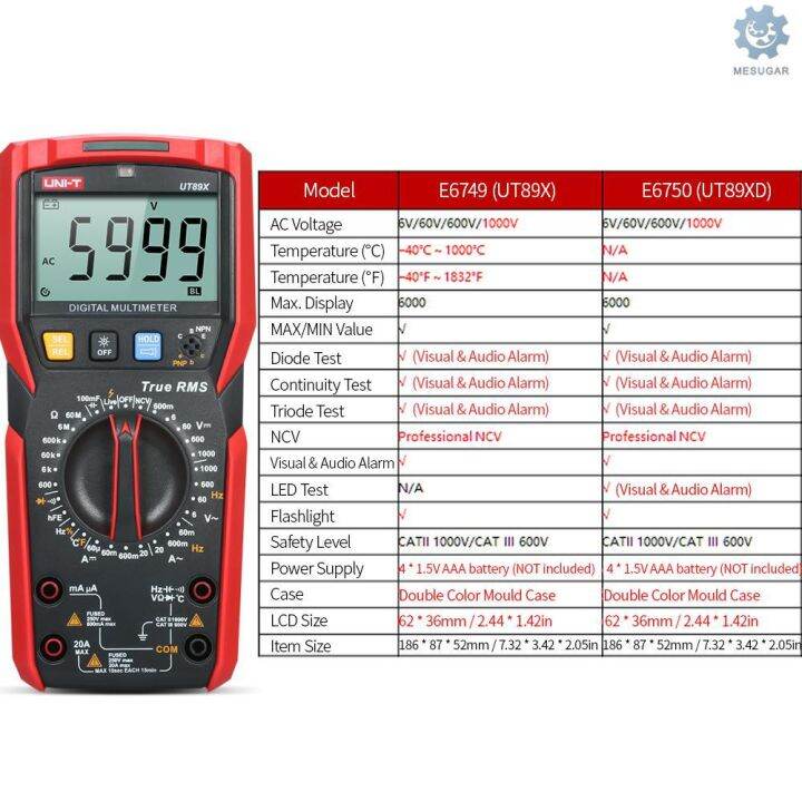M^S Ready Stock UNI-T UT89X Digital Multimeter High Accuracy Handheld ...