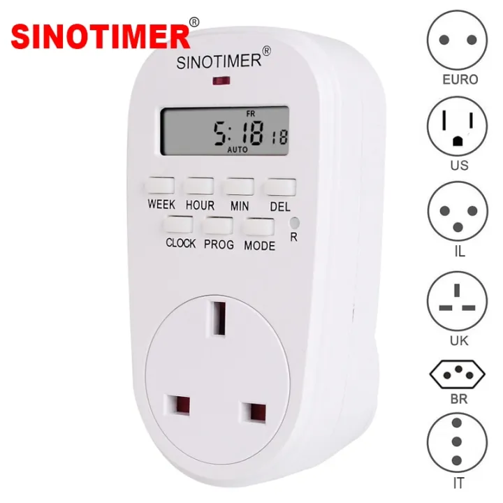 Eu Uk Us Br Plug Digital Weekly Programmable Electrical Wall Plug-in ...