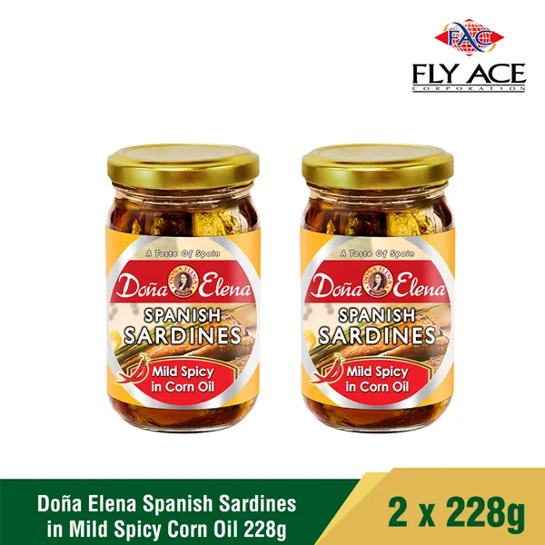 Doña Elena Spanish Sardines in Mild Spicy Corn Oil 228g x 2 | Lazada PH