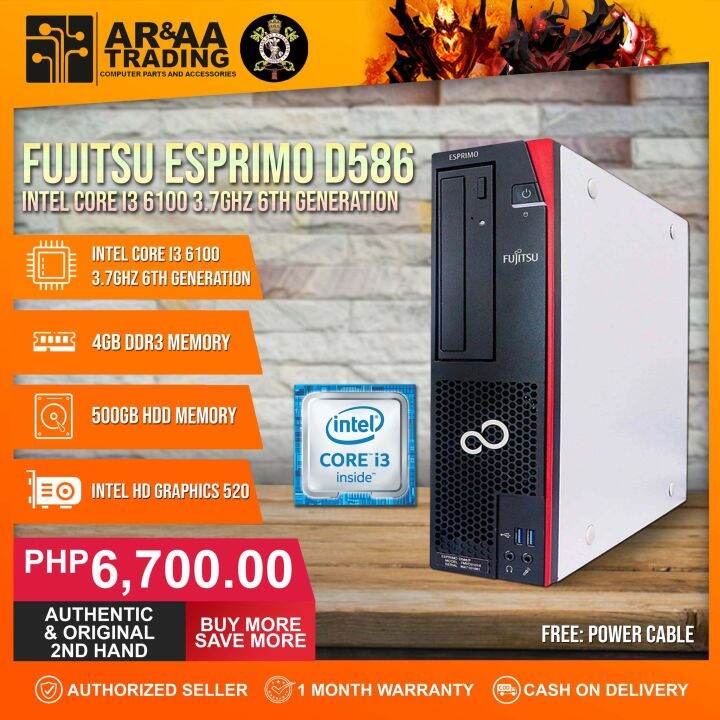 CPU Computer Desktop FUJITSU Esprimo D586 Intel Core i3 6100 3.7ghz 4gb 500gb 6th Generation ...