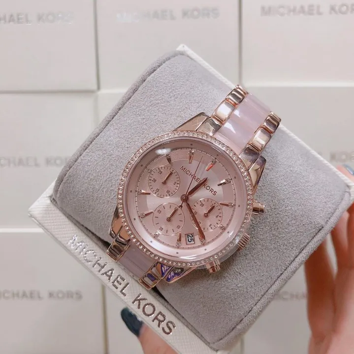 Guaranteed Authentic Michael Kors Ritz Quartz Chronograph Rose Dial ...