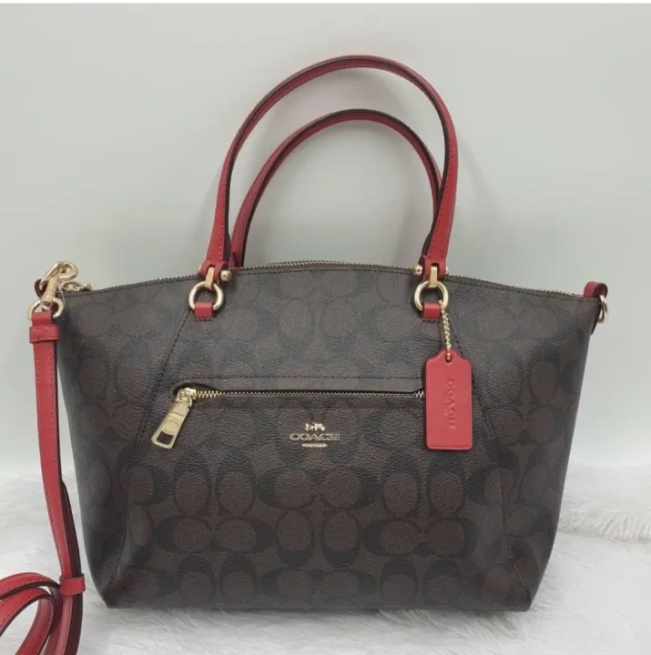 Coach Prairie Satchel Signature Canvas F79998 - Brown/Red | Lazada PH