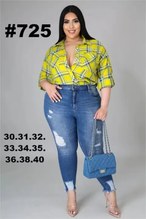 AUGUST DENIM PLUS SIZE STRETCHABLE TATTERED RIPPED SKINNY PANTS FOR WOMENS 725 MODERN WALK 2022 ...