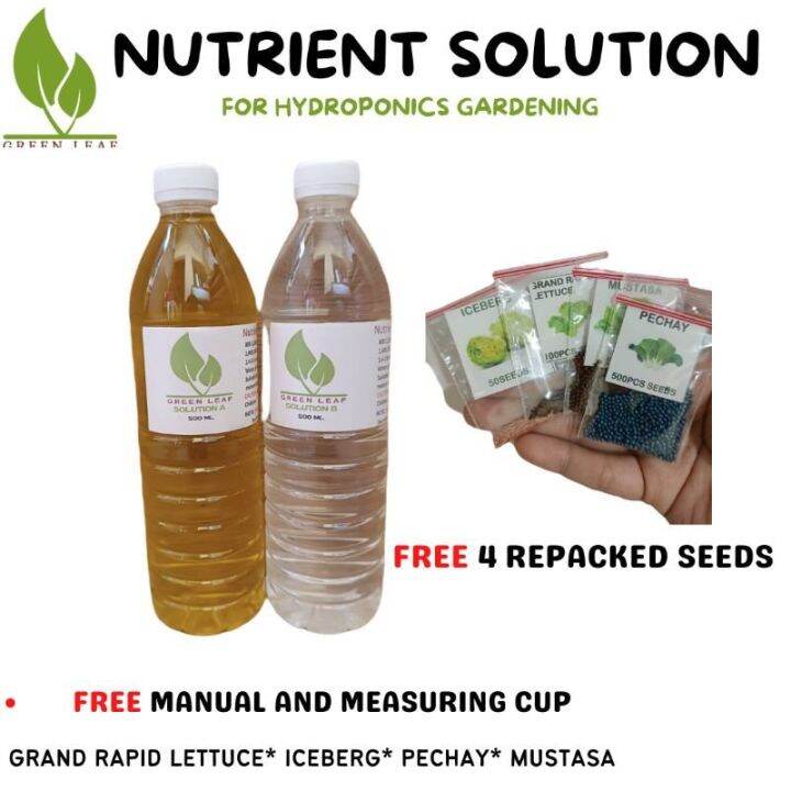 Hydroponics Nutrient Solution 500ml A B - FREE 4packs Seeds and ...