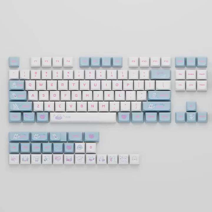 Steam Rabbit Keycap XDA Profile PBT 129ปุ่มชุดที่กำหนดเองน่ารัก ...