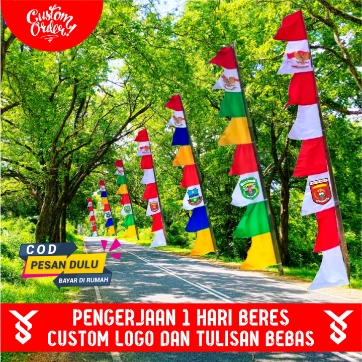 BENDERA UMBUL UMBUL ZIG ZAG RAGAM WARNA DAN KODIAN BISA TAMBAH LOGO ...