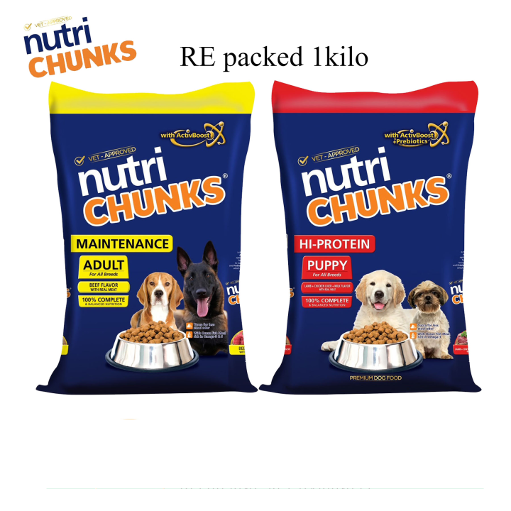 Nutri Chunks Dog Food for Adult - maintenance and hi Protein Puppy re packed 1 kilo | Lazada PH