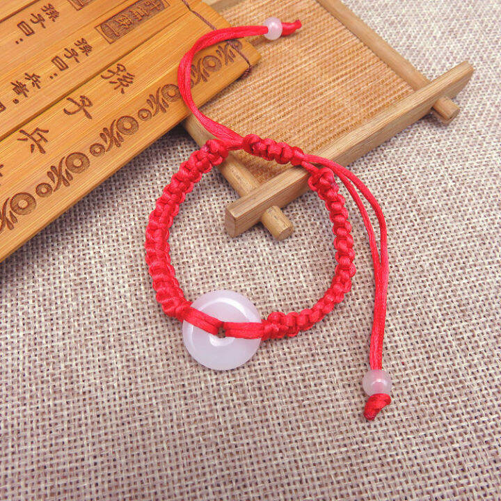 Hand Woven Men's and Women's Imitation Jade Safety Clasp Red Rope ...
