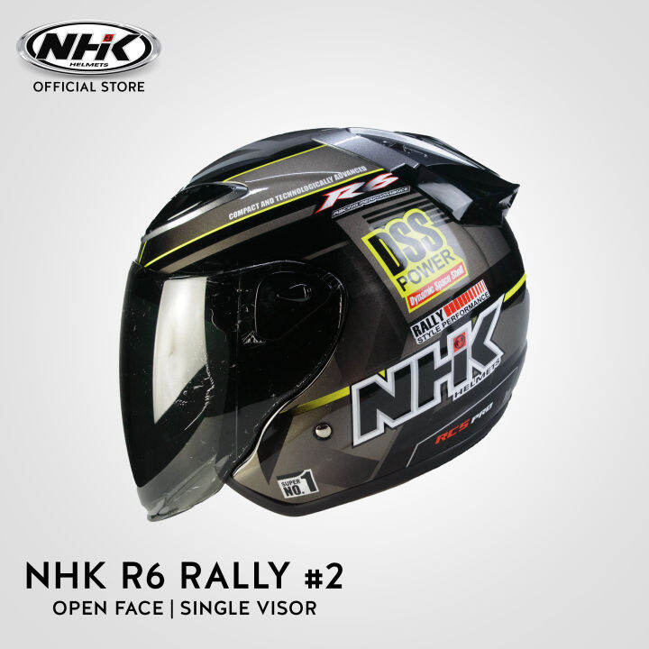 NHK Helmets R6 Rally #2 Black Open Face Single Visor | NHK Helmets ...