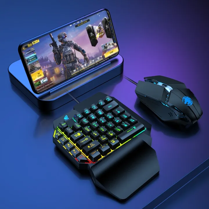 One-handed mechanical touch keyboard and mouse set lol League of Legends chicken-eating artifact ...